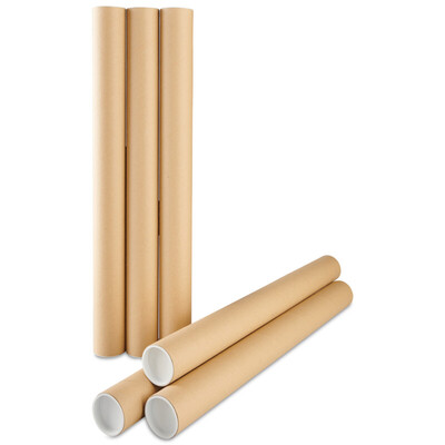 Single Flute Postal Tubes 50x330mm with End Caps A3/A4 Pack of 25 ...