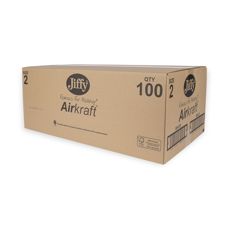 Jiffy Airkraft White Bubble Mailer Size 2 260x235mm Box of 100 | Antalis UK